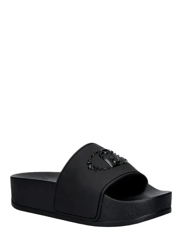 Liu Jo Logo Plaque Platform Slides - Black
