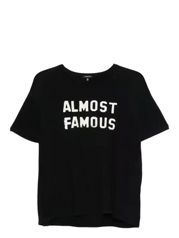 R13 Almost Famous" Distressed Effect T-shirt - Black