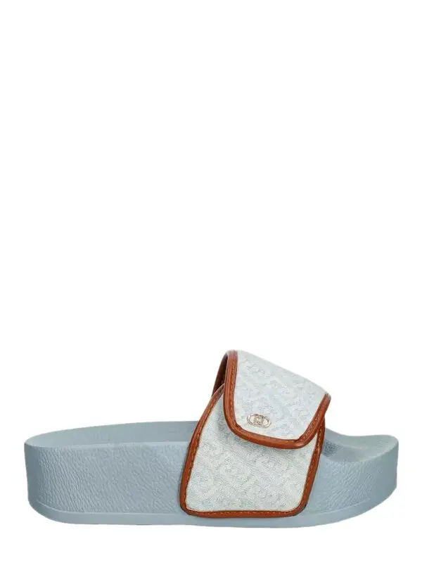 Liu Jo Monogram Pattern Touch-strap Slides - Blue