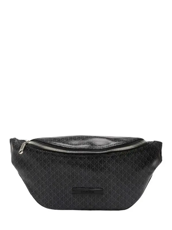 Calvin Klein Monogram Print Logo Plaque Belt Bag - Black