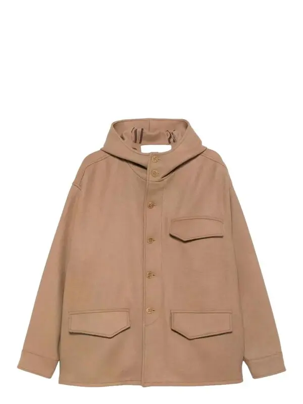 IH NOM UH NIT Hooded Flap-pocket Coat - Neutrals