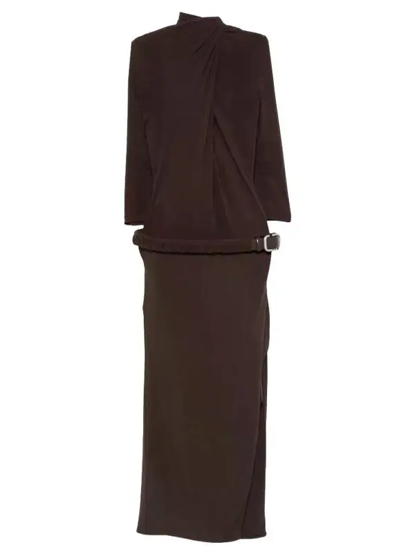 Attico Belted Open-back Maxi Dress - Brown