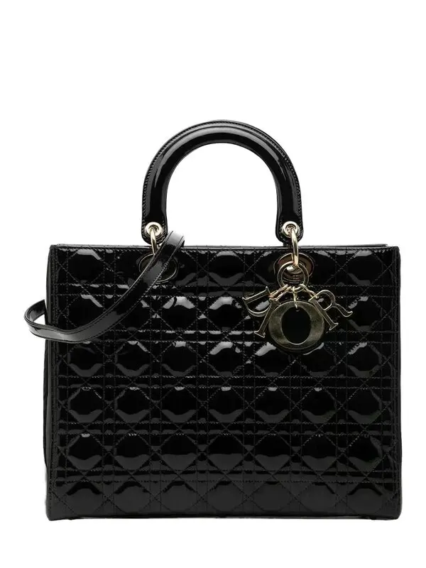 Dior Patent Cannage Lady Satchel - Black