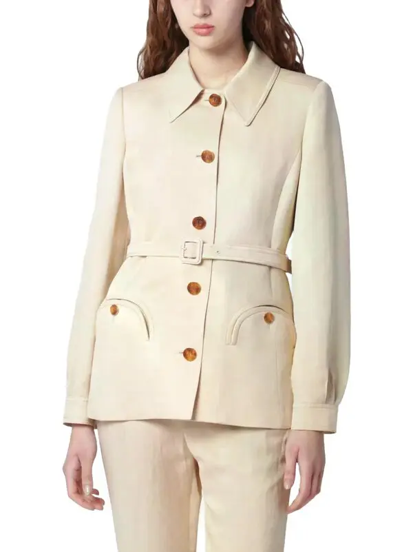 BLAZÉ MILANO Single-breasted Belted Blazer - Neutrals