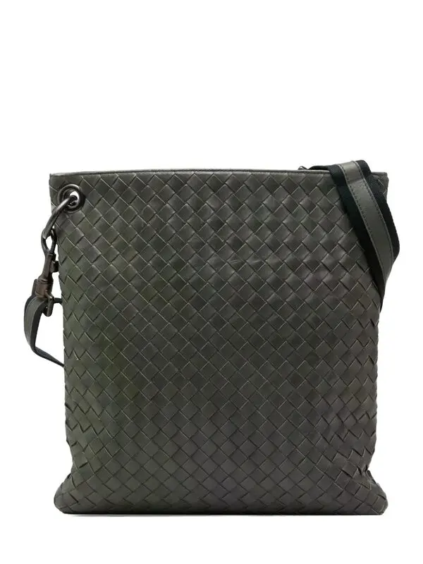 Bottega Veneta Woven Leather Crossbody Bag - Grey