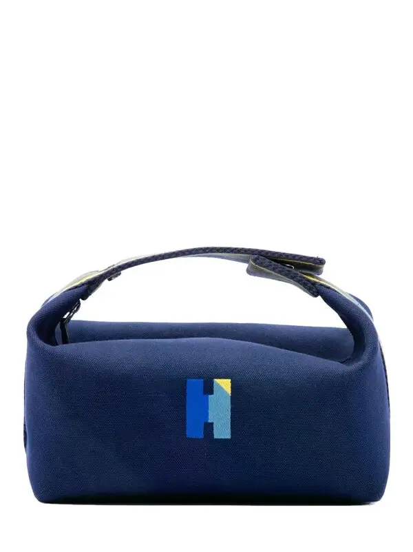 Hermès Small Toile Bride A Brac H Pavillon Case Vanity Bag - Blue