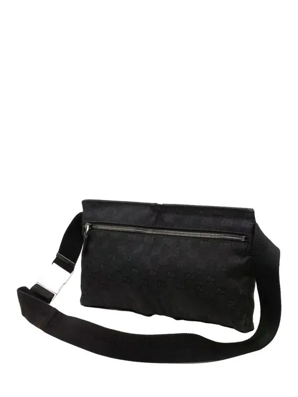 Gucci Gg Canvas Double Pocket Belt Bag - Black