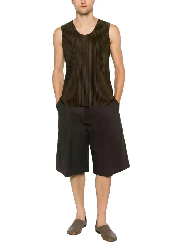 Issey Miyake Brown Plissé Effect Tank Top - Green