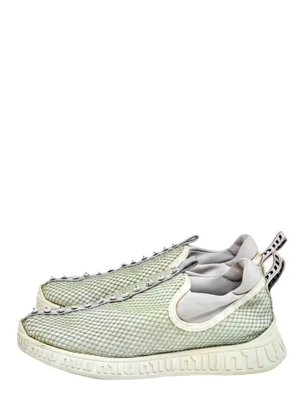 Miu Miu Crystal-embellished Mesh Slip-on Sneakers - Green