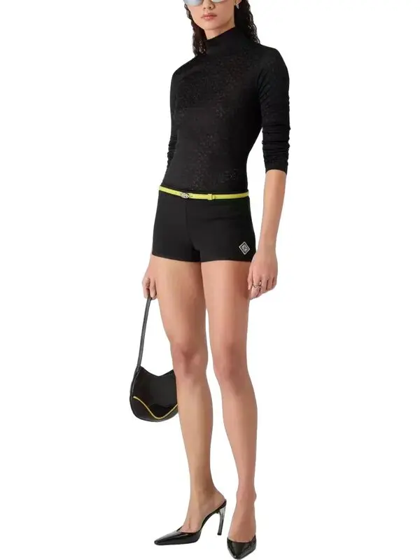 Casablanca Logo Plaque Belted Shorts - Black