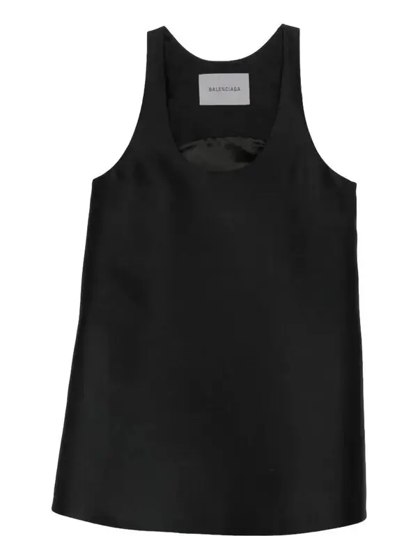 Balenciaga Scoop Neck A-line Mini Dress - Black