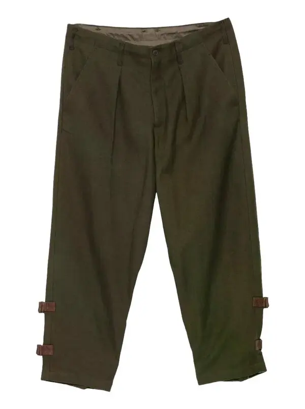 Yohji Yamamoto Serge Hem Belted Trousers - Green