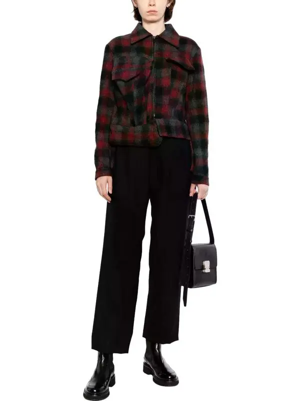 Yohji Yamamoto Check-pattern Zip-up Jacket - Red