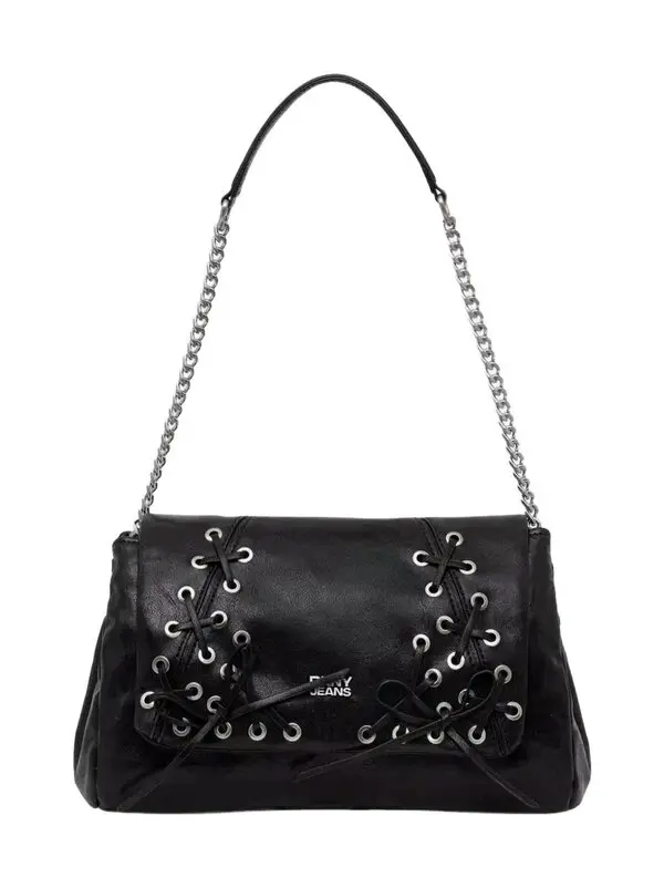 Dkny Lace-up Detail Shoulder Bag - Black