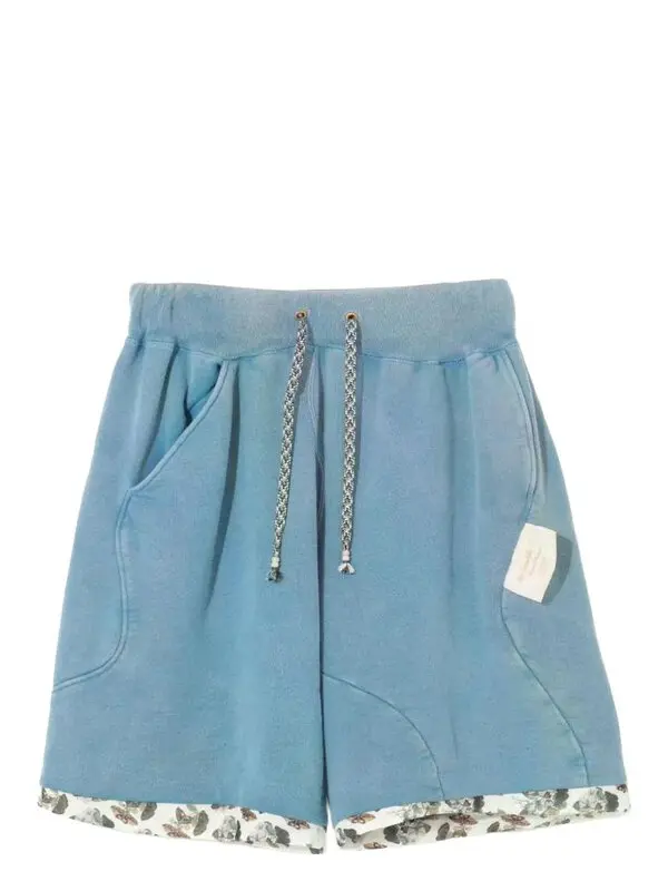 Undercover Floral-trim Drawstring Shorts - Blue