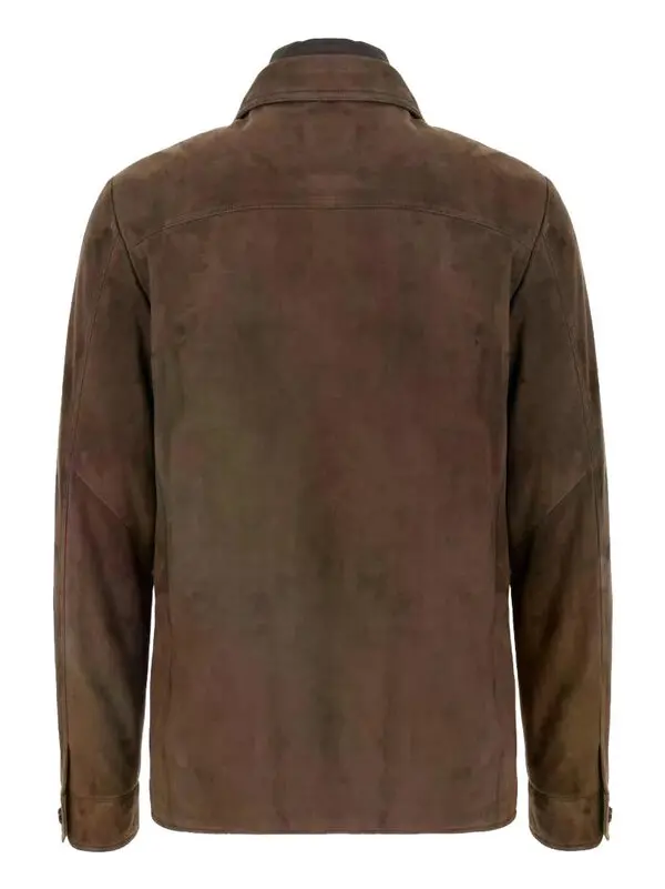 MOORER Torquato Suede Panelled Jacket - Brown