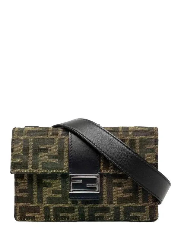 Fendi Zucca Canvas Convertible Baguette Pouch - Brown
