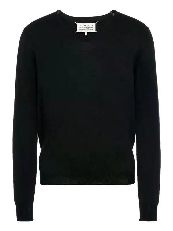 MAISON MARGIELA V-neck Long Sleeve Sweater - Black
