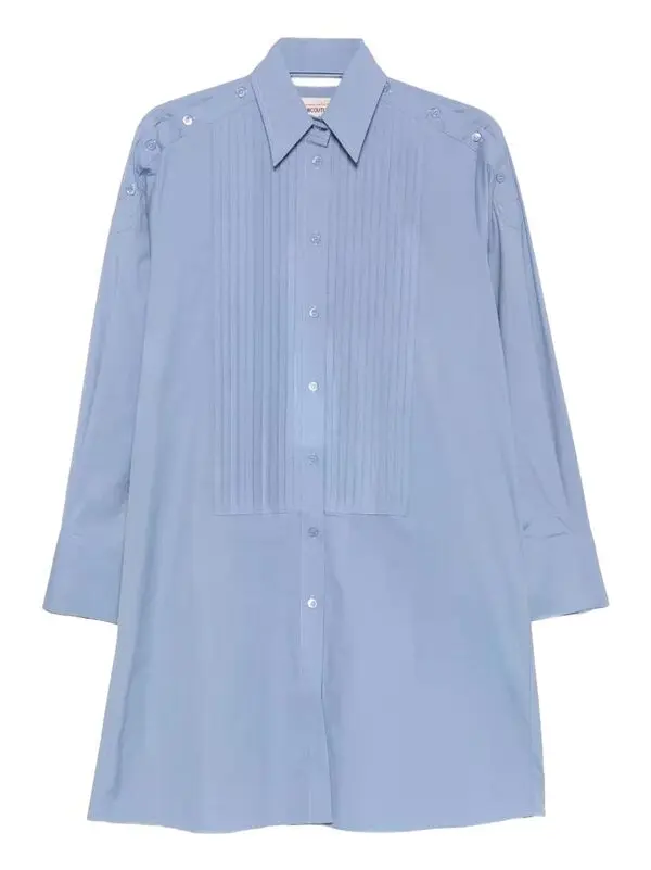 SEMICOUTURE Pleated Button-up Shirt - Blue