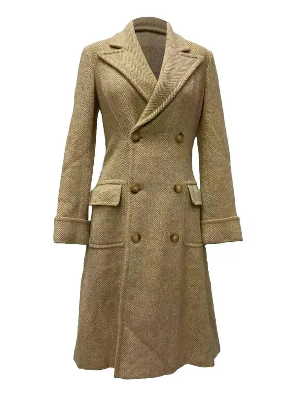 Ralph Lauren Beige Herringbone Double-breasted Coat - Neutrals