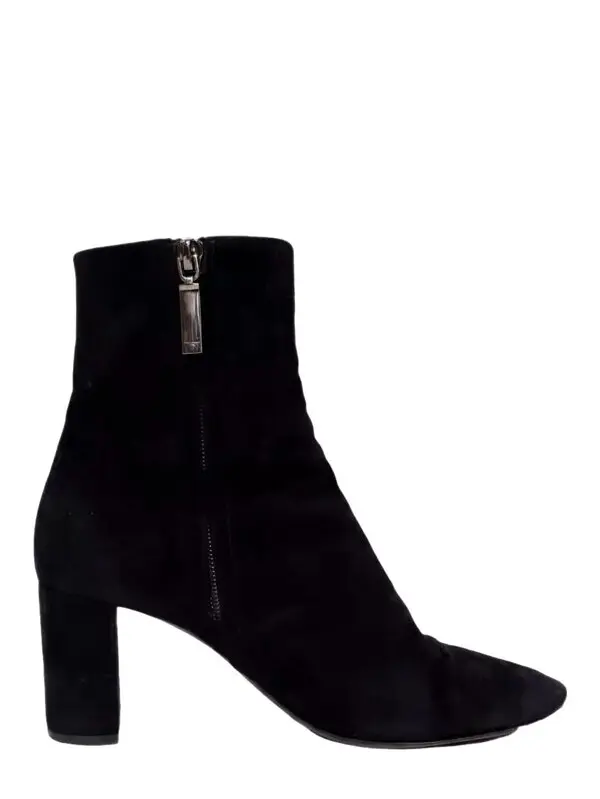 Saint Laurent Loulou Suede Zip Ankle Boots - Black