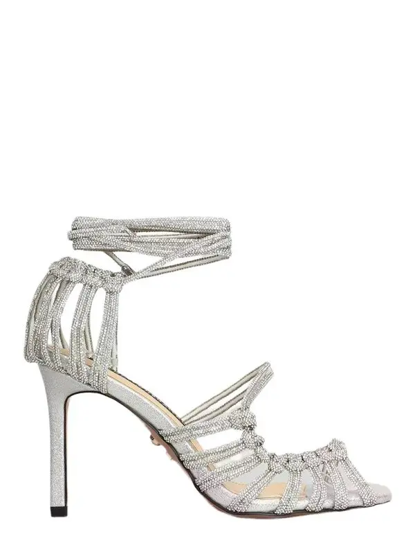 TWENTY FOURHAITCH Moli Crystal-embellished Wrap-around Stiletto Sandals - Silver