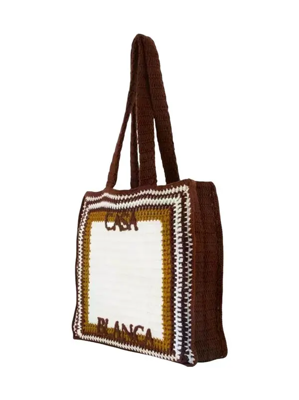 Casablanca Crochet-knit Cotton Tote Bag - Brown