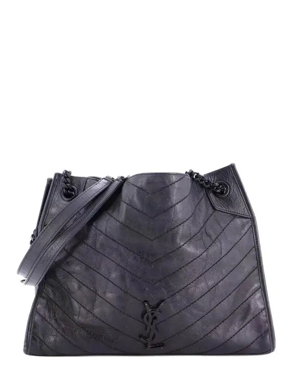 Saint Laurent Niki Shopping Matelasse Chevron Leather Medium Tote Bag - Black