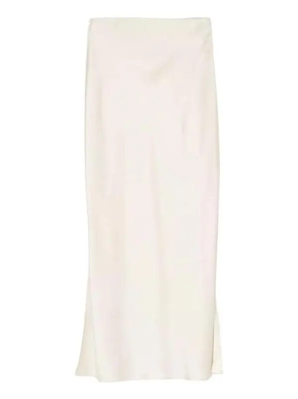 Brunello Cucinelli Satin Finish Side-slit Maxi Skirt - Neutrals