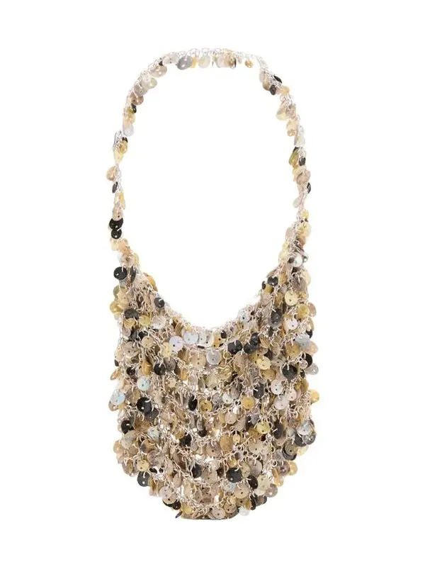 Mango Disc Detail Chain Shoulder Bag - Silver