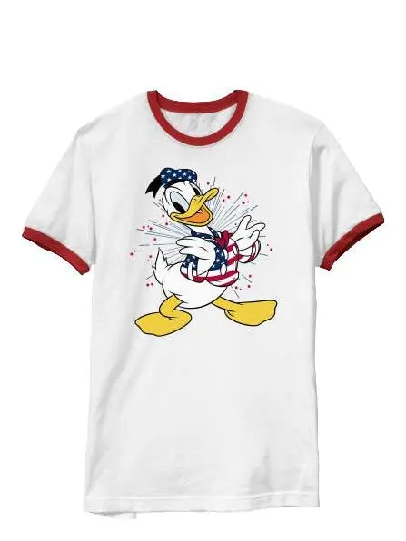 MICKEY & FRIENDS Patriotic Donald Duck Graphic T-shirt - White/red