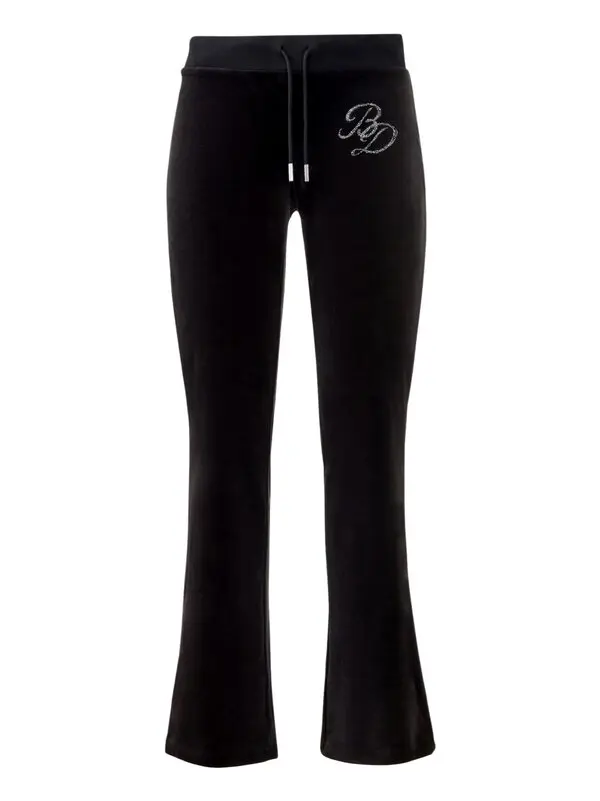 BOTTEGA DESIRES Velour Sweatpants With Embellished Logo - Black