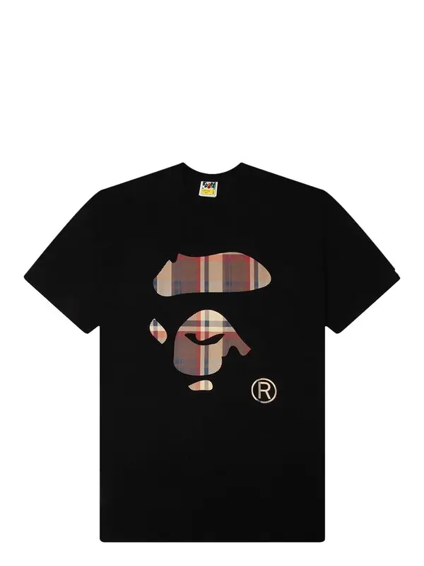 A BATHING APE Check Ape Face T-shirt - Black