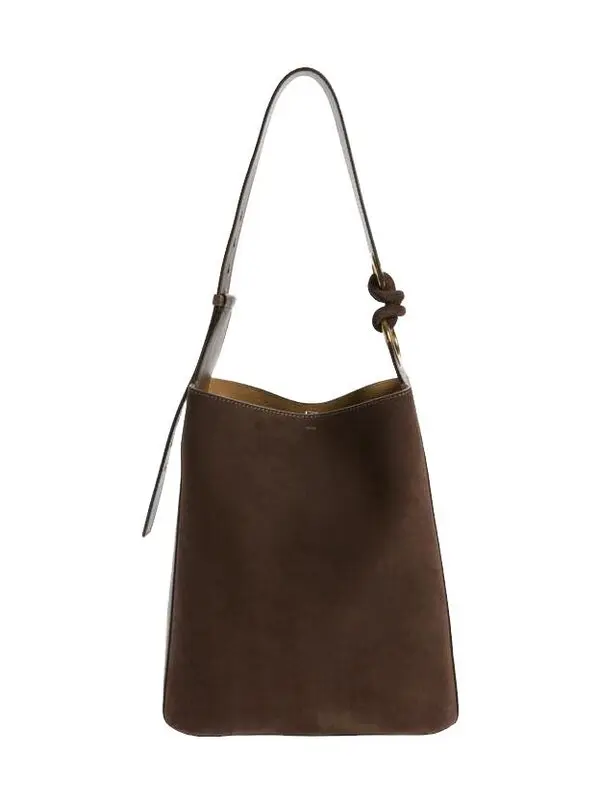 ANYA HINDMARCH Suede Shoulder Bag With Knotted Detail - Truffle