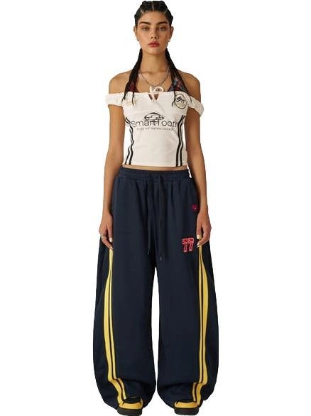 AELFRIC EDEN Stripe Baggy Sweatpants - Dark Blue