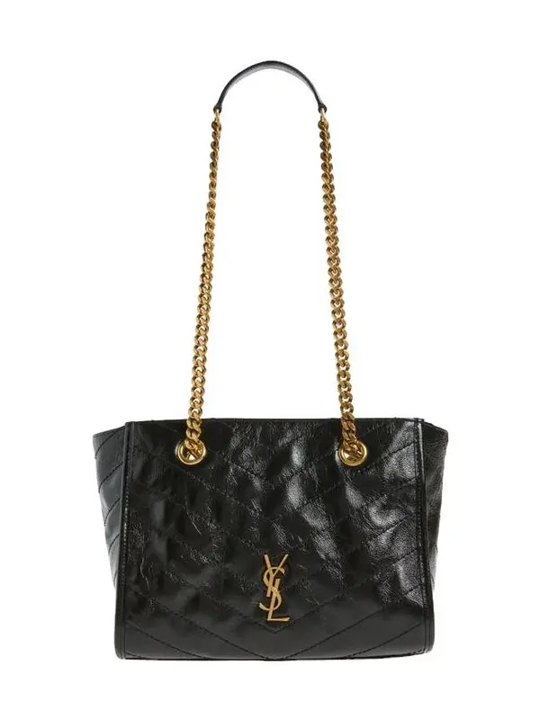 Saint Laurent Small Niki Matelassé Leather Shopping Tote - Black