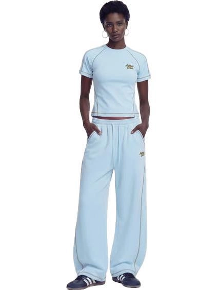 AELFRICEDEN Aelfric Eden Cloud Slim Sweat Set With Contrast Piping - Light Blue