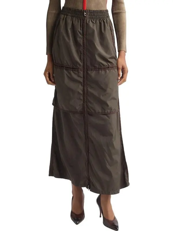 DIESEL® O-hyton Maxi Skirt With Two-way Zipper And Pockets - Brown