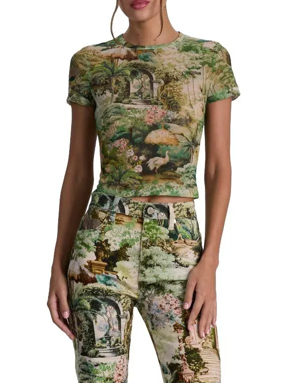 Alice + Olivia Tess Stretch Mesh T-shirt - Terrain Lg