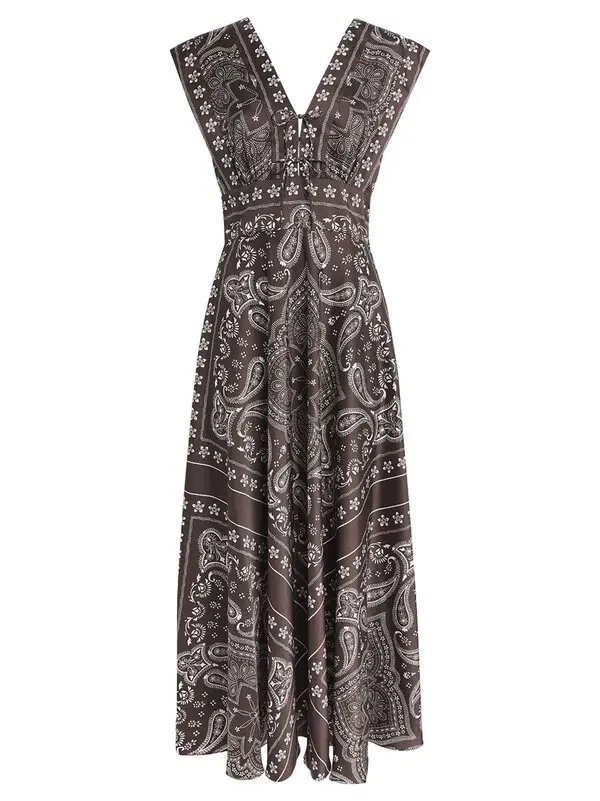 Sandro Paisley Print Sleeveless Maxi Dress - Brown
