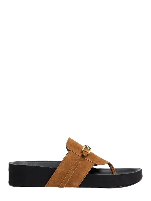 Sandro Suede Platform Flip Flops - Brown