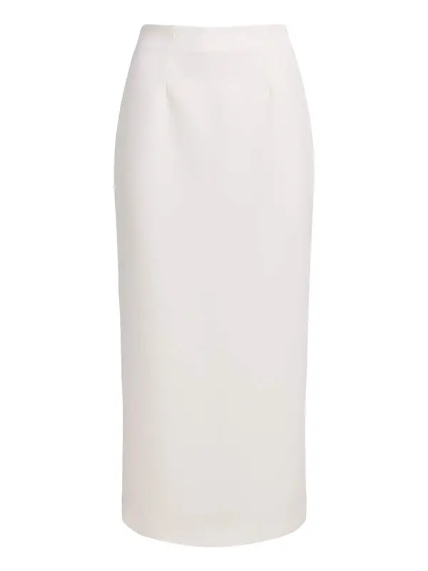 Roland Mouret Crepe Midi Pencil Skirt With Center Back Split - Ivory