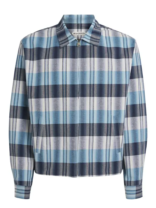 JW Anderson Cotton Check Bomber Jacket - Blue