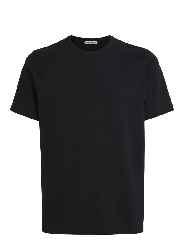 JW Anderson Cotton Embroidered Anchor T-shirt - Black