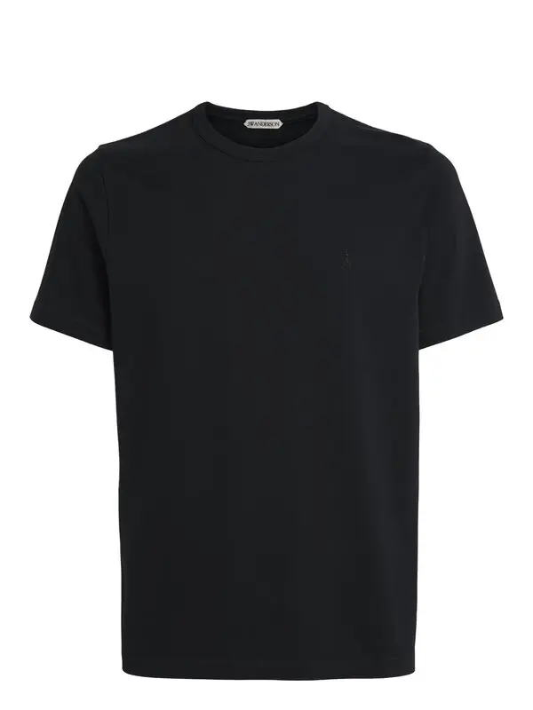 JW Anderson Cotton Embroidered Anchor T-shirt - Black