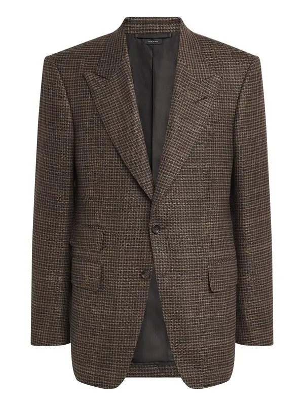 TOM FORD Wool-blend Houndstooth Shelton Blazer - Brown