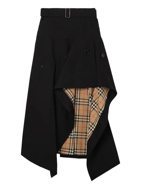 Burberry High-waisted Asymmetrical Midi Skirt - Charcoal