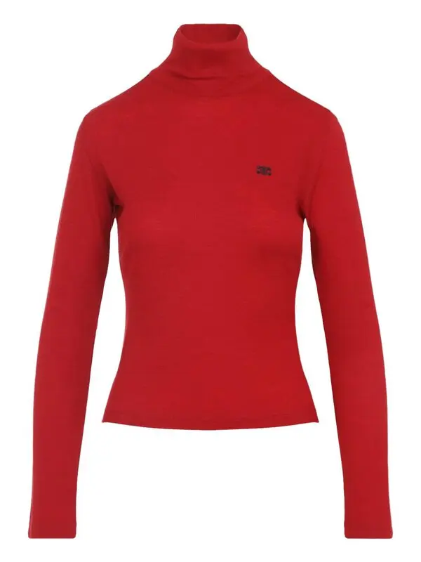 Celine Cozy Wool Turtleneck Top - Red
