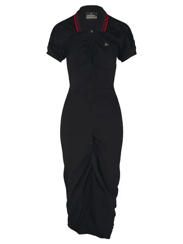 VIVIENNE WESTWOOD Cotton Ruched Polo Dress - Black