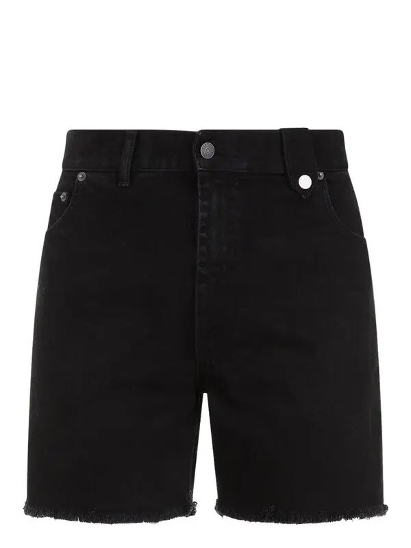 EGONLAB Frayed Hem Denim Shorts - Black